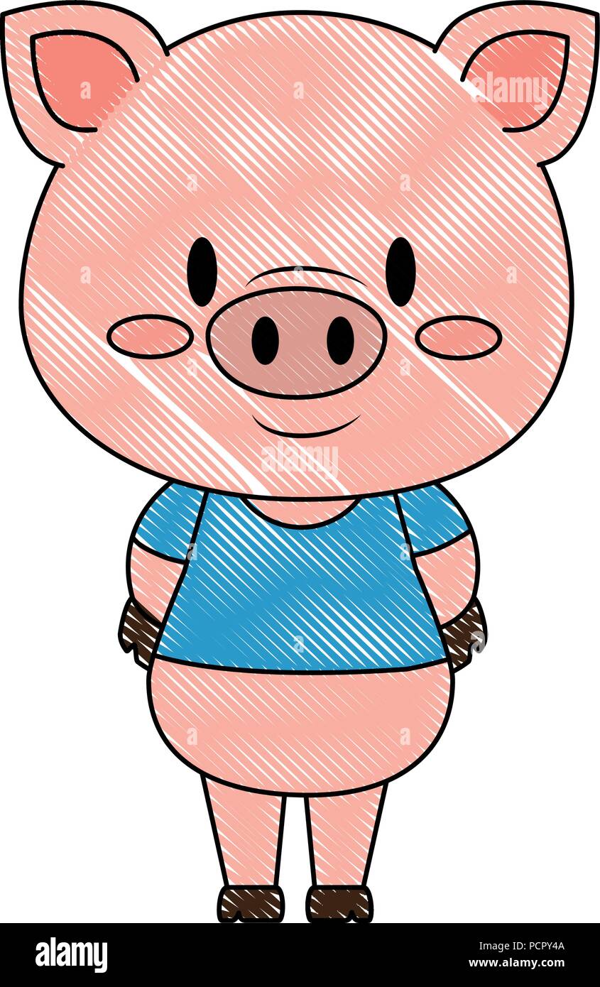 cute and adorable piggy character vector illustration design Stock ...