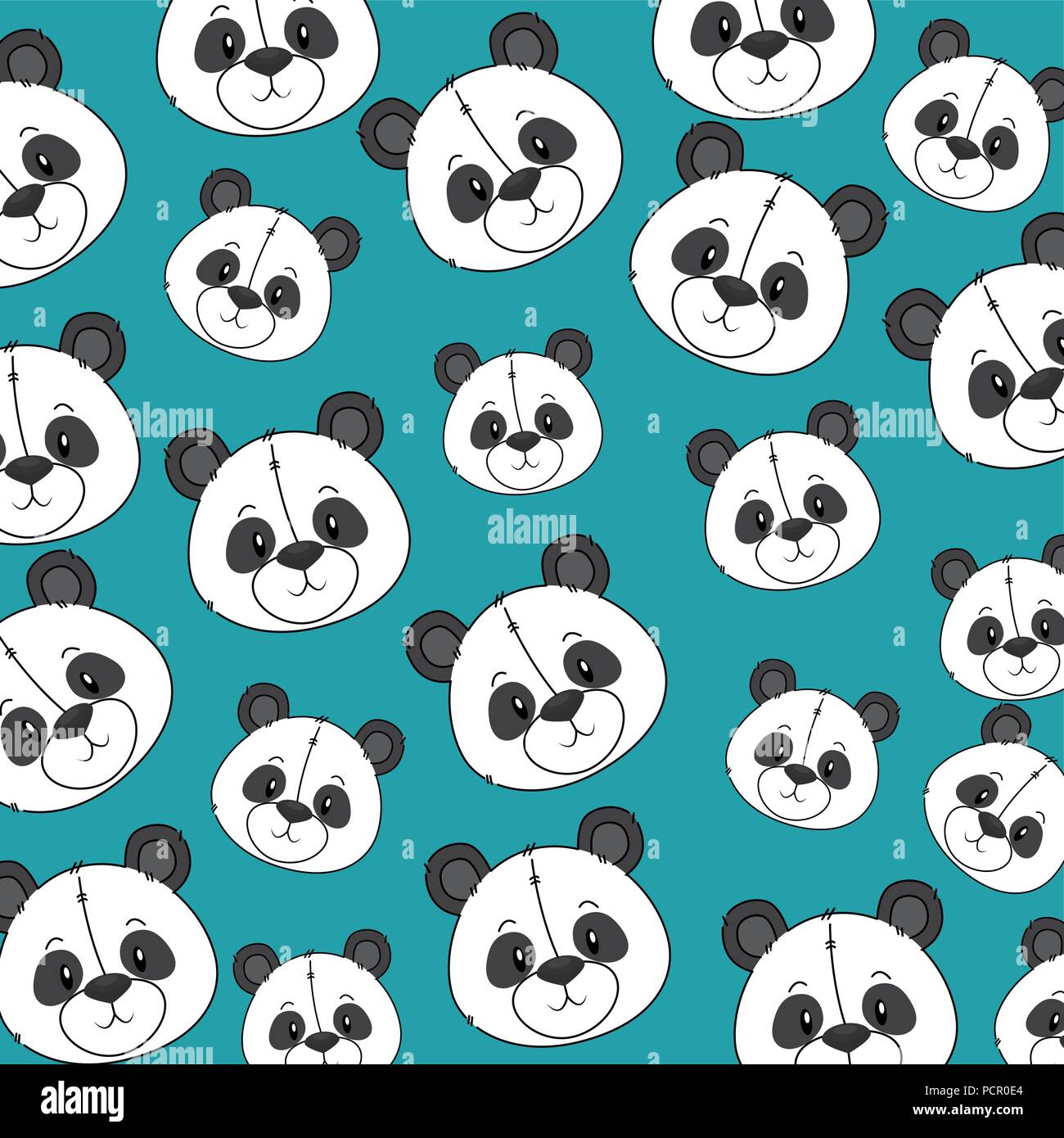 cute and adorable panda bear pattern background vector illustration design Stock Vector Image ...