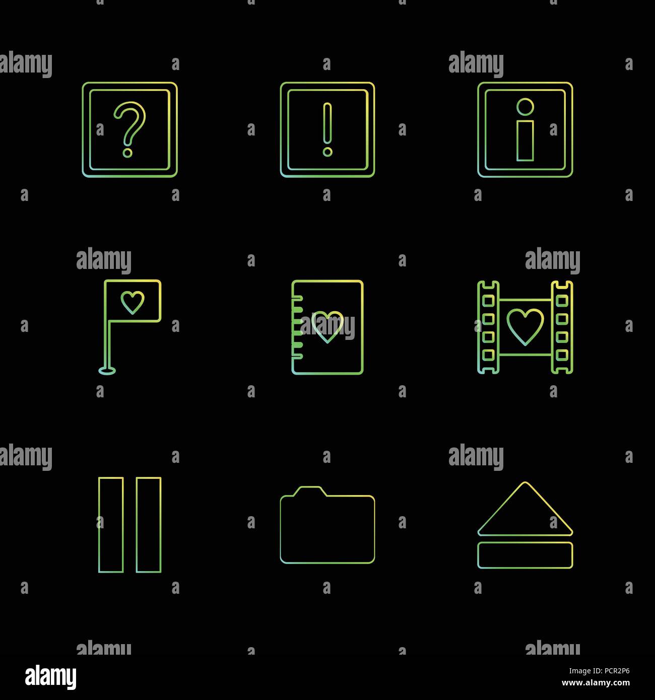 question mark , error , love , flag , heart , pause , folder , up ...