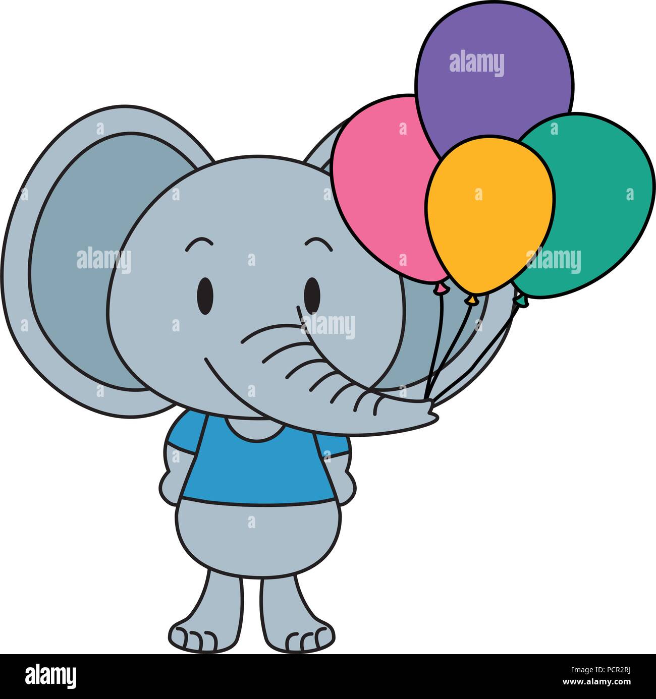 cute and adorable elephant with balloons helium Stock Vector Image ...