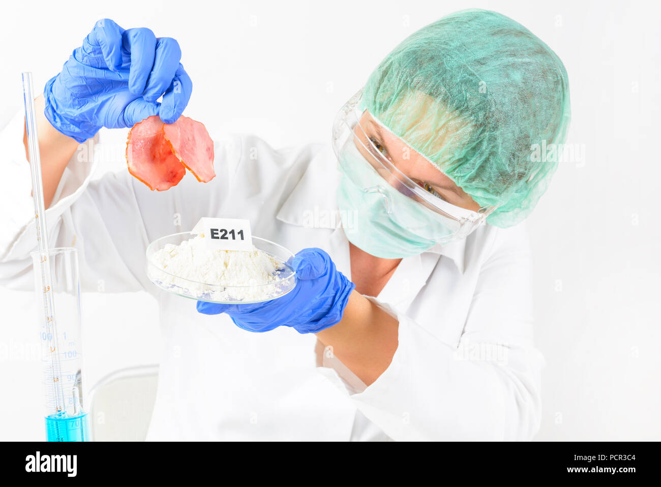 Researcher presenting preservatives substances that are added to ...