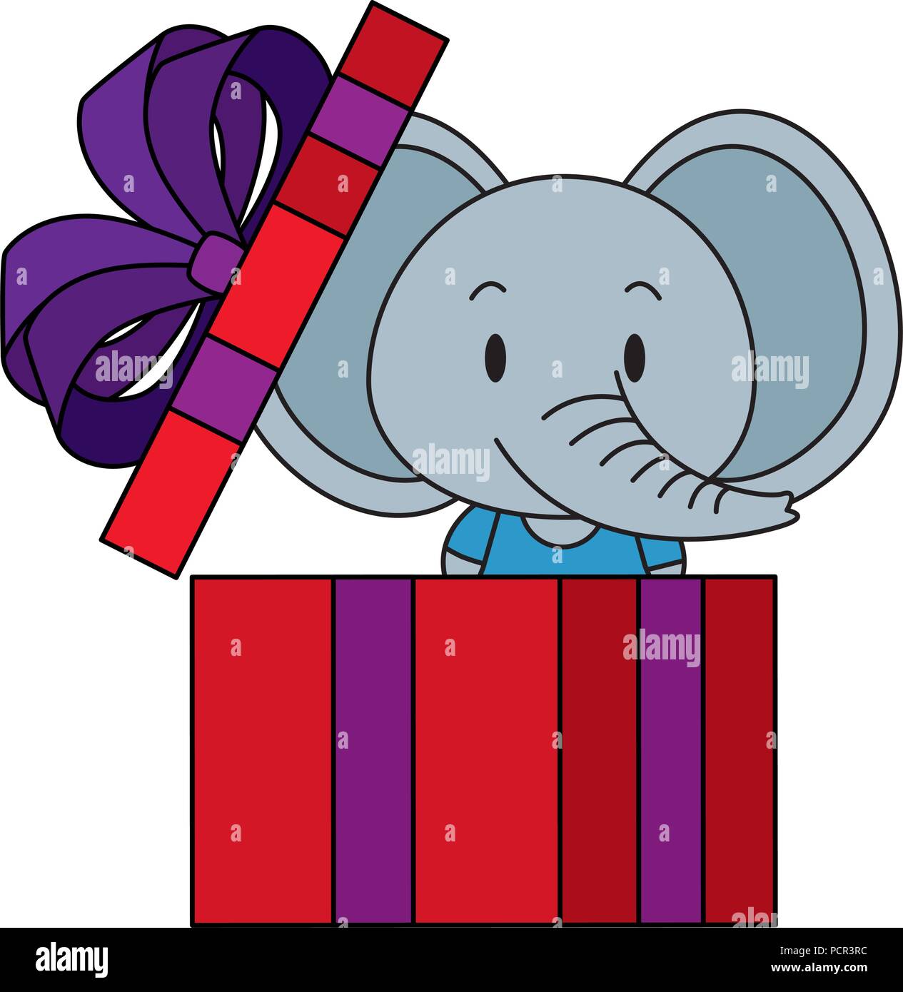 cute and adorable elephant in gift Stock Vector Image & Art - Alamy