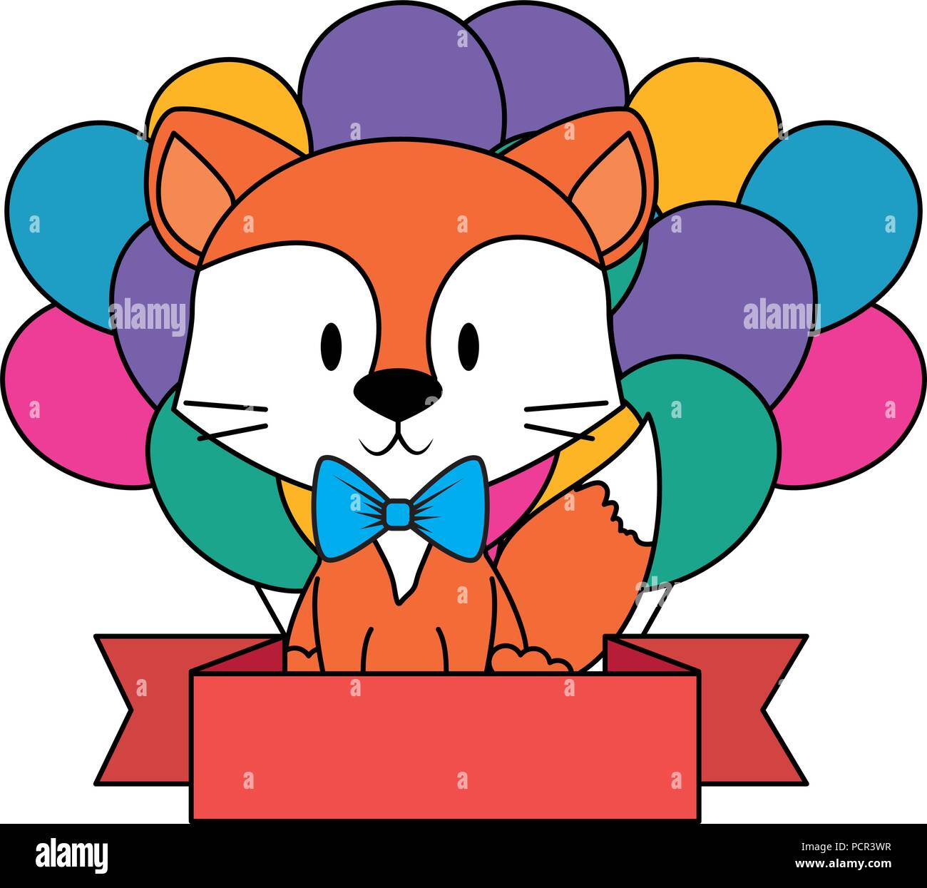 cute and adorable fox with balloons helium Stock Vector Image & Art - Alamy
