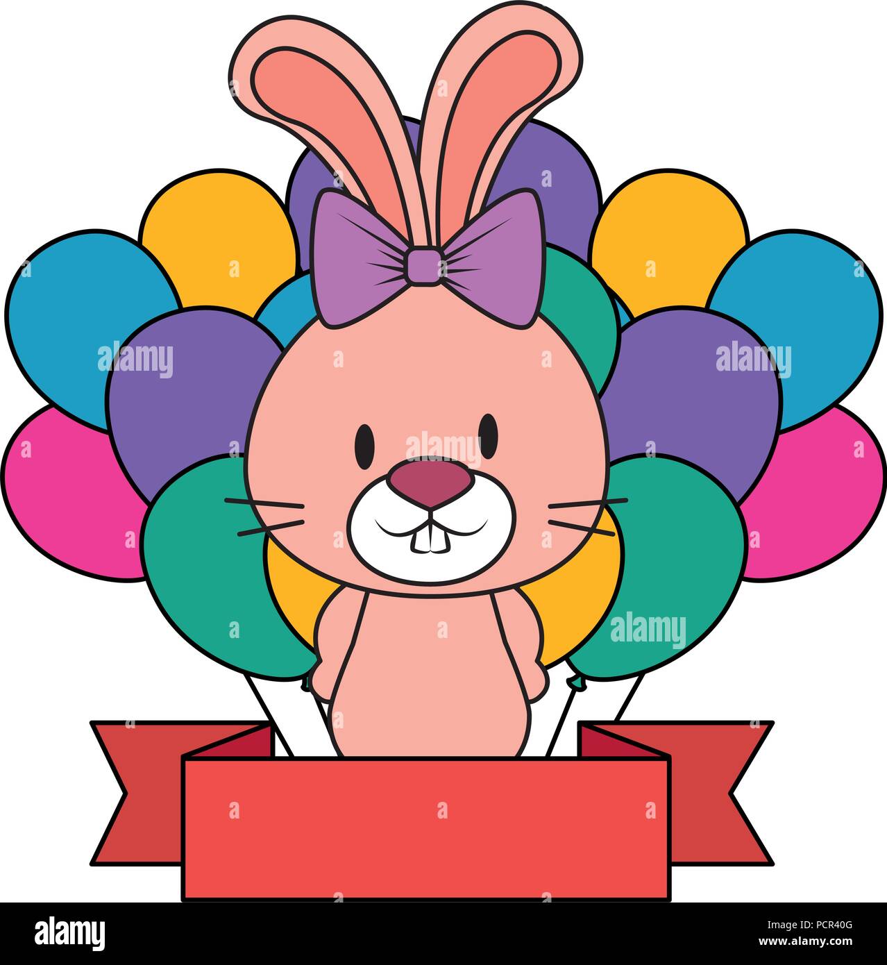 cute and adorable rabbit with balloons helium Stock Vector Image & Art ...