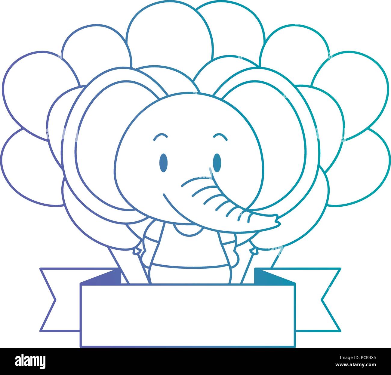 adorable elephant with balloons helium and ribbon Stock Vector Image ...