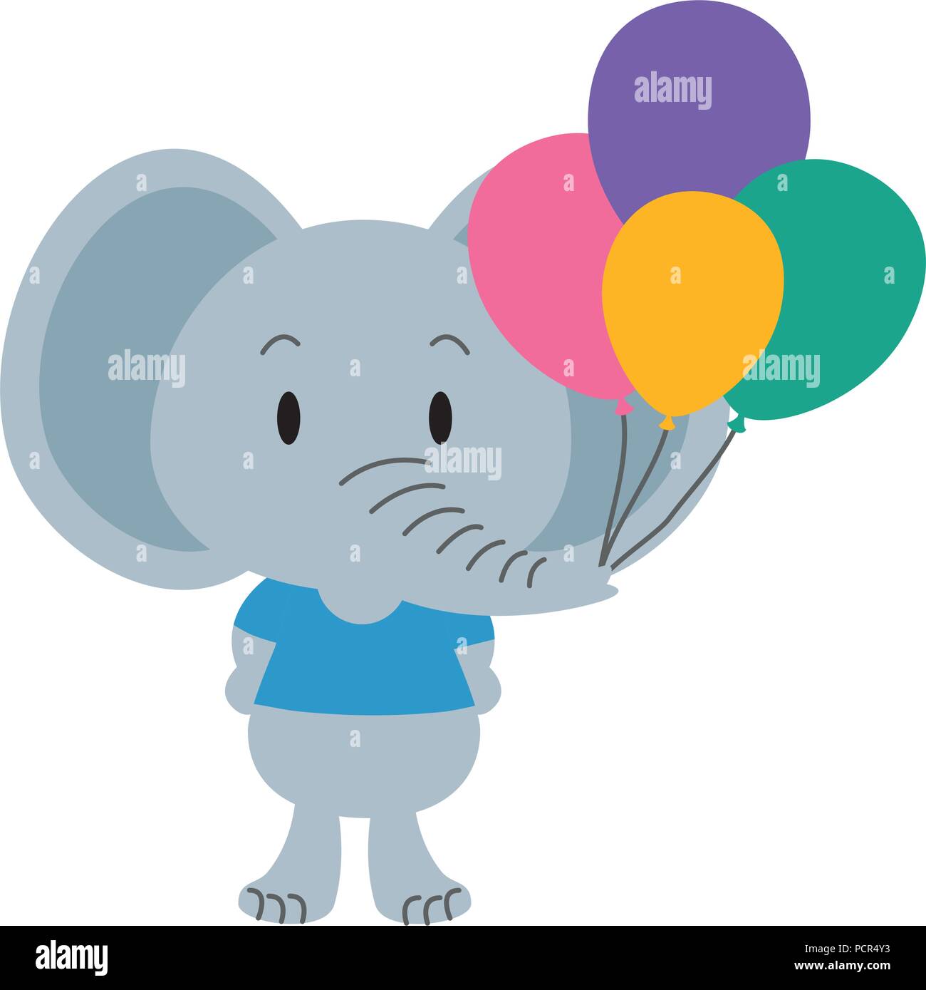 cute and adorable elephant with balloons helium Stock Vector Image ...