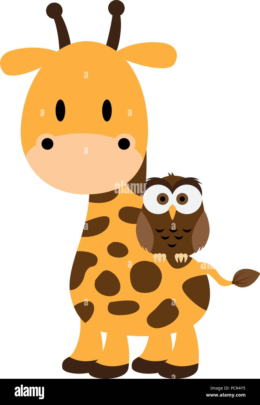 cute and adorable giraffe with owl characters Stock Vector Image & Art ...