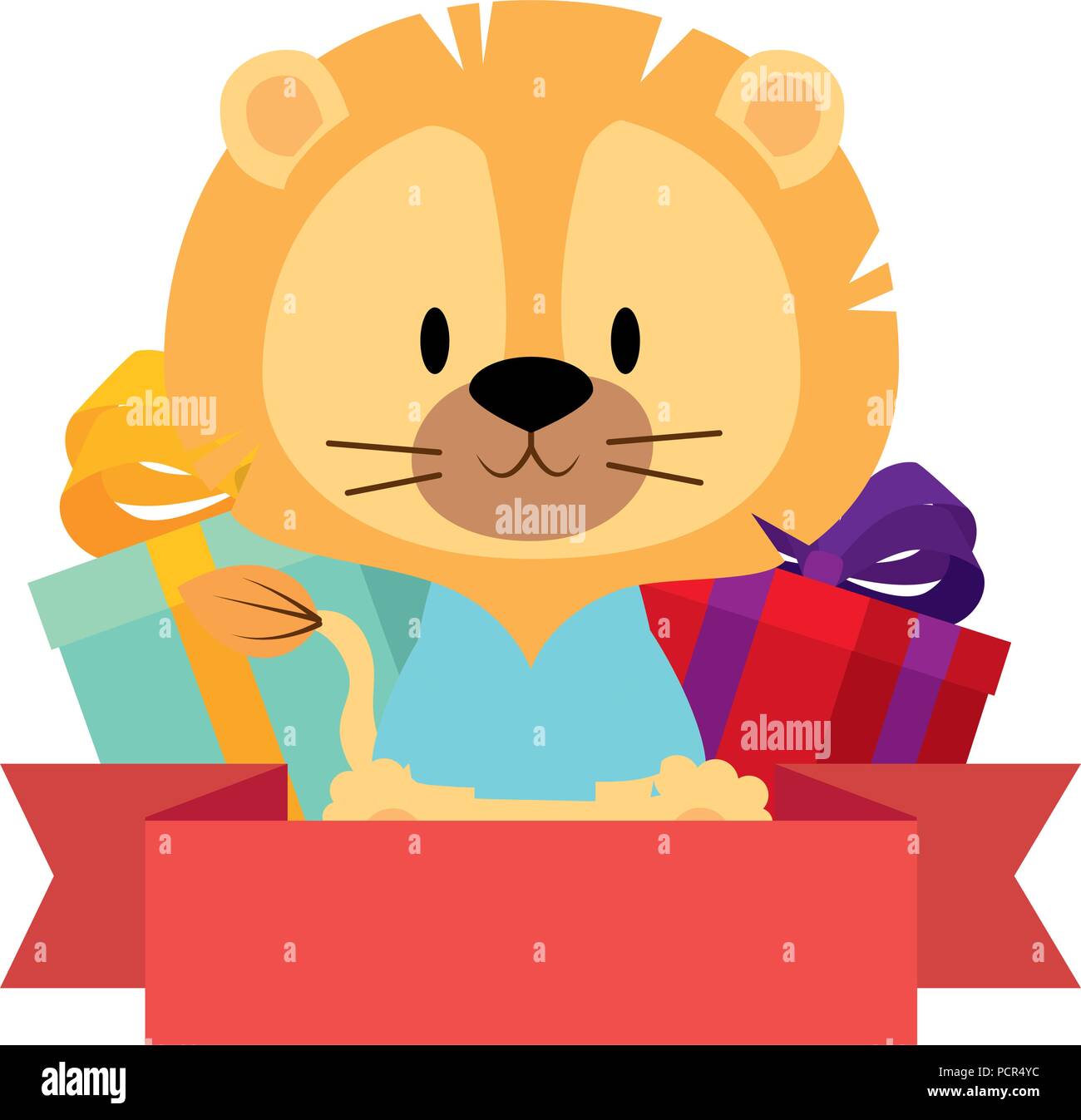 cute and adorable lion with gifts Stock Vector Image & Art - Alamy