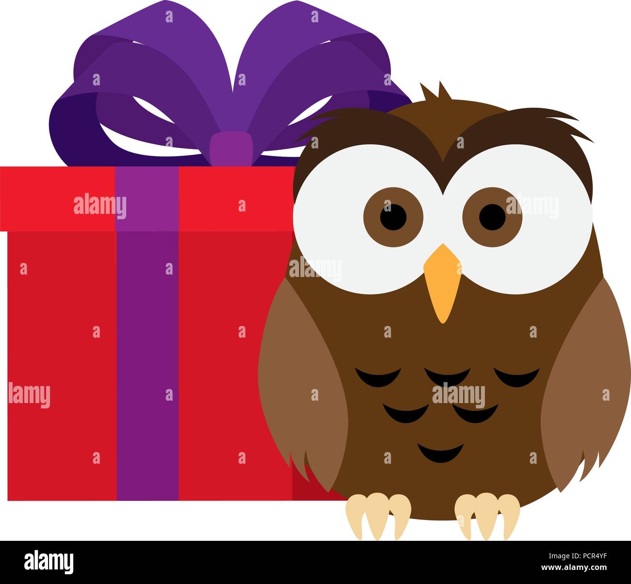 cute and adorable owl with gift Stock Vector Image & Art - Alamy