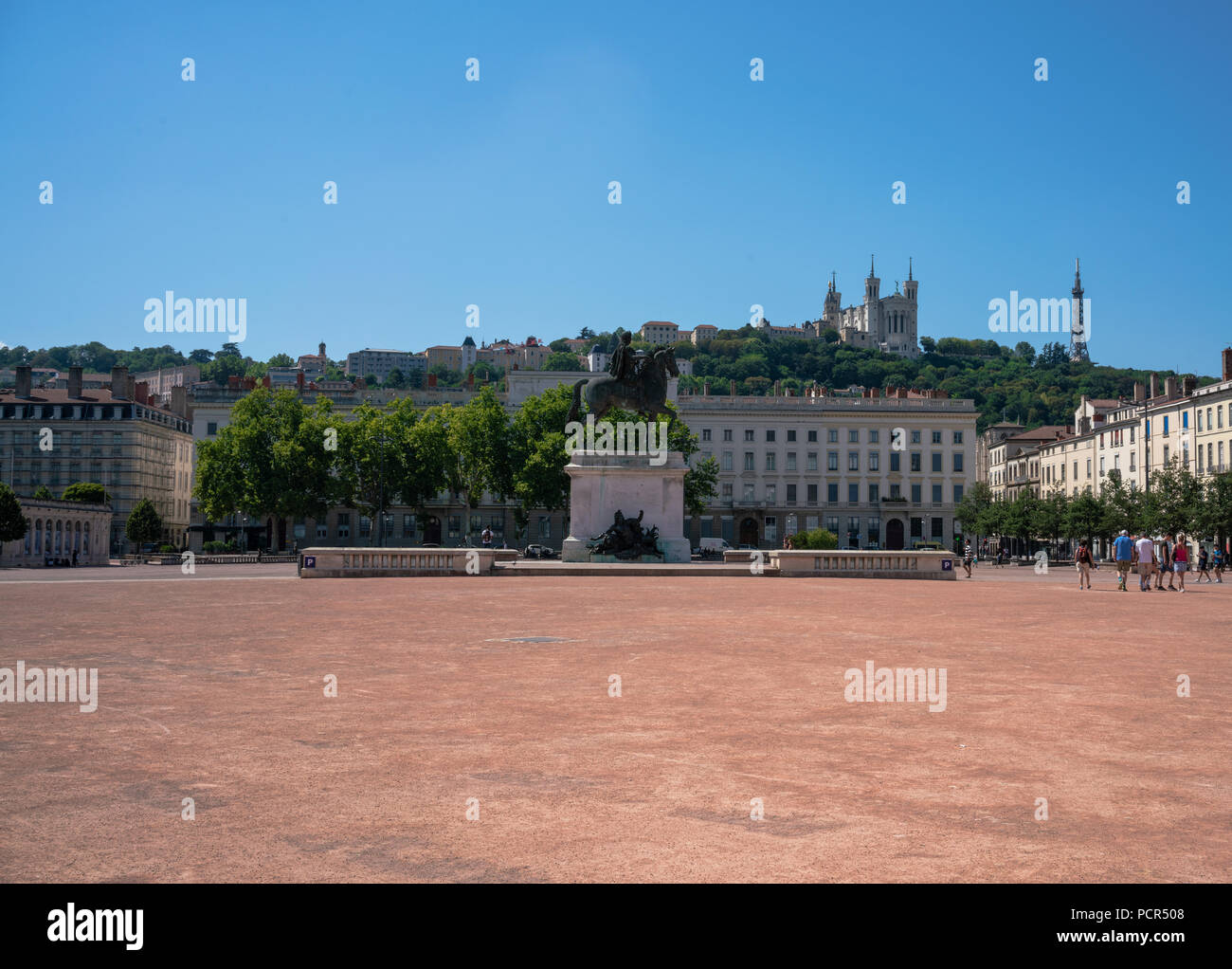 The Bellecour square in Lyon with a statue of Louis XIV this is the ...