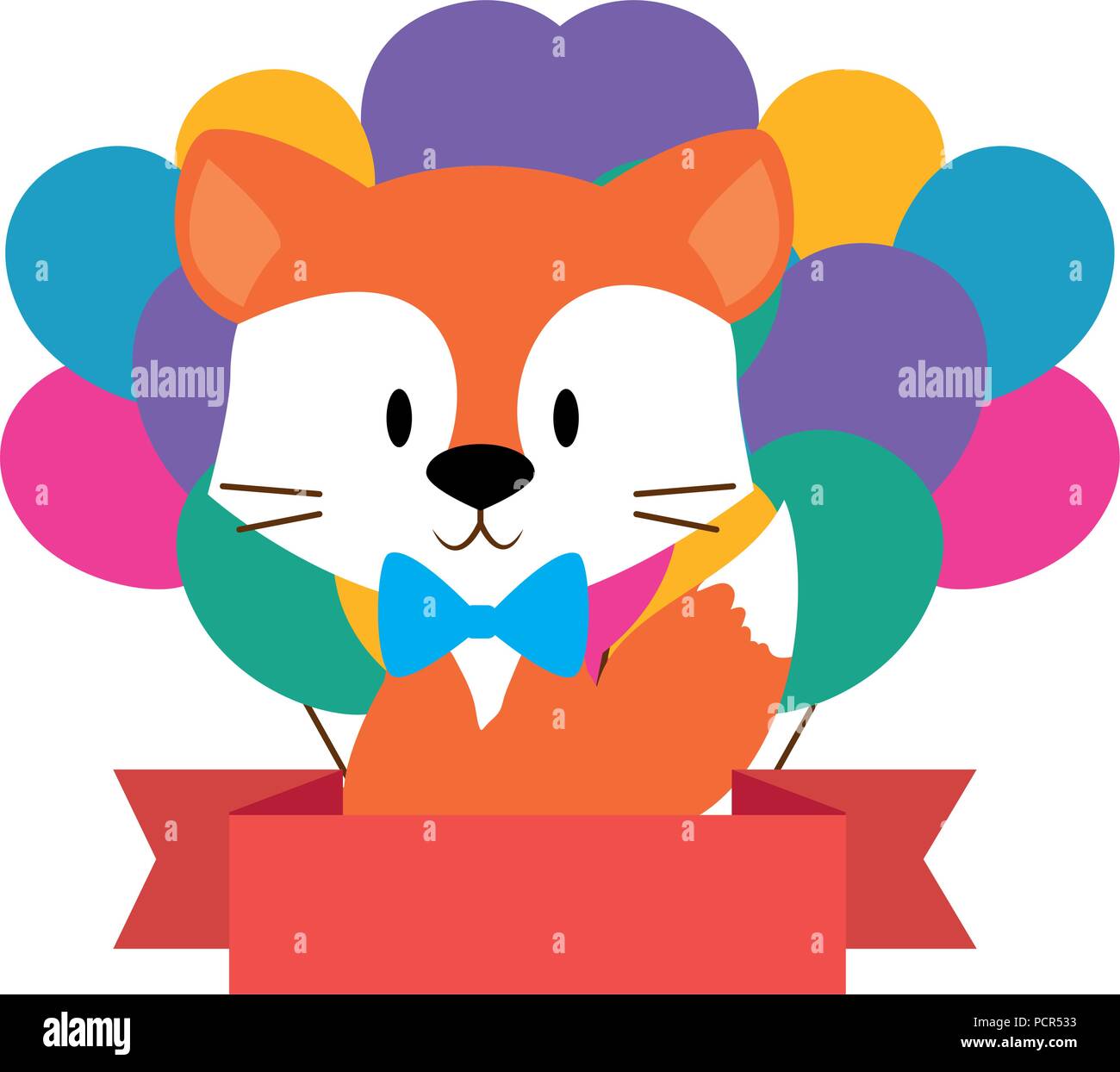 cute and adorable fox with balloons helium Stock Vector Image & Art - Alamy