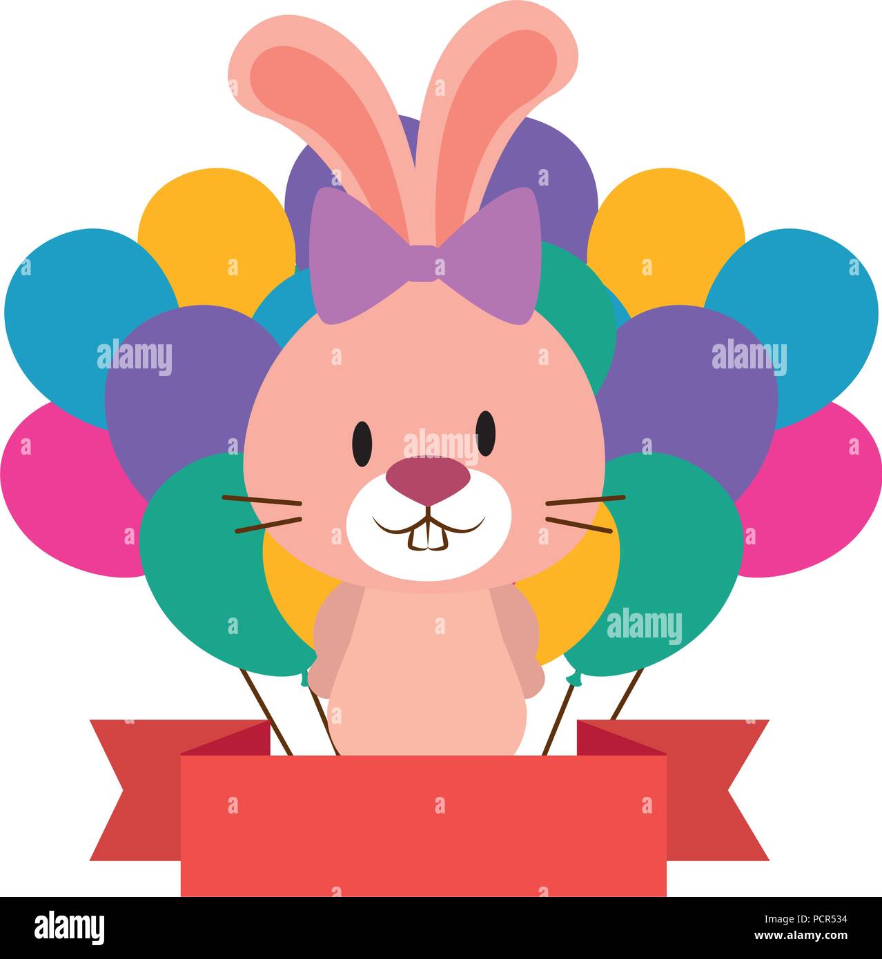 cute and adorable rabbit with balloons helium Stock Vector Image & Art ...