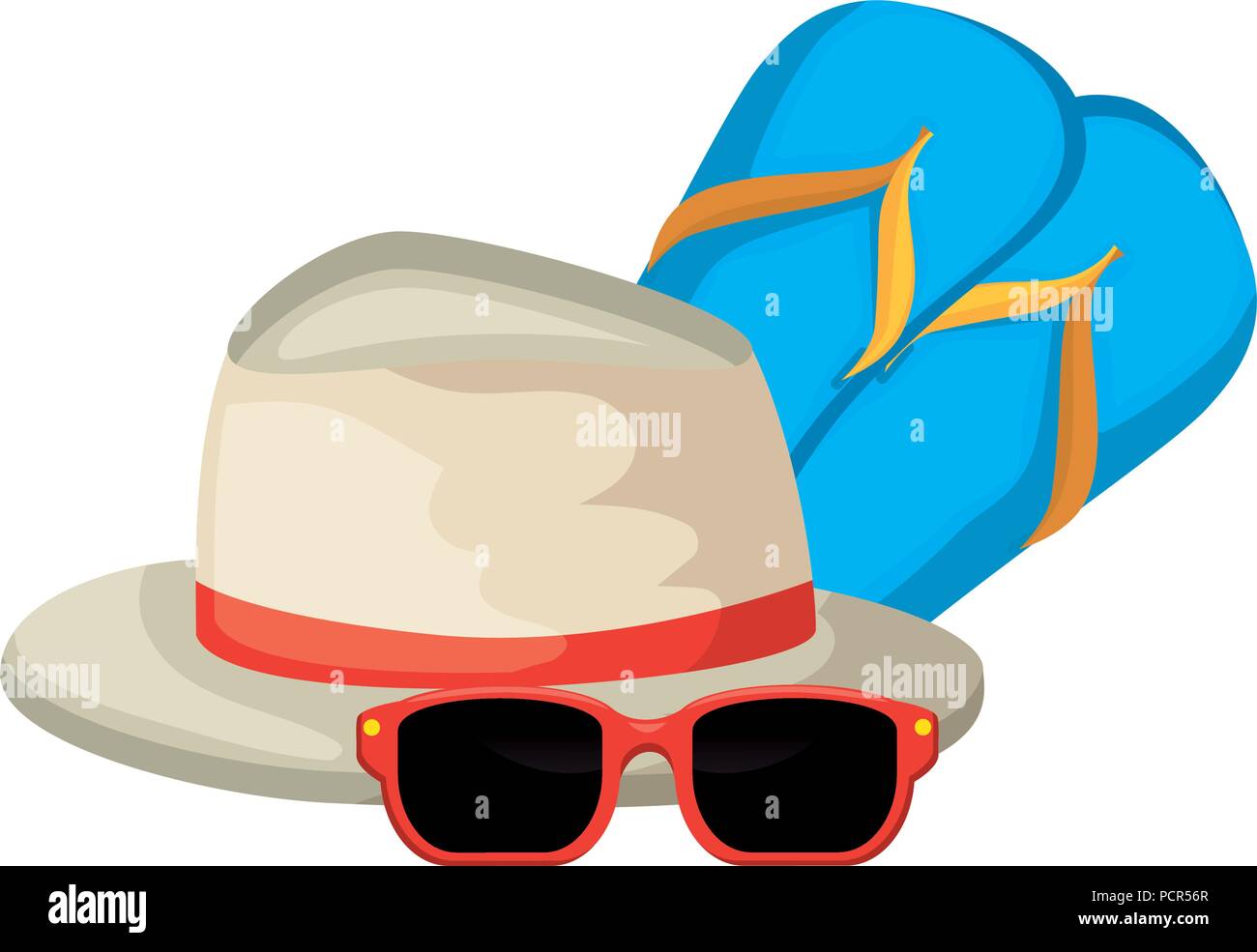 Hat sunglasses flip flops Stock Vector Images - Alamy