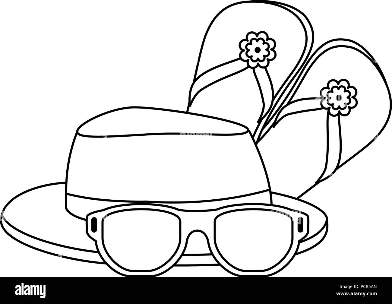 Hat sunglasses flip flops Stock Vector Images - Alamy