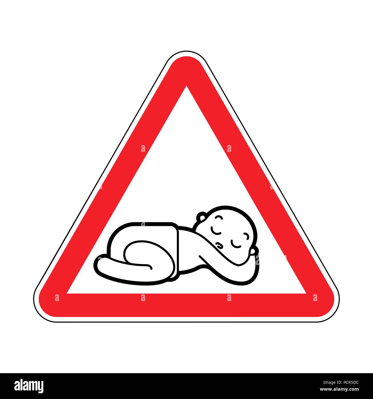 Attention kid sleep. Danger Baby. Red Caution road sign Poor. Newborn ...