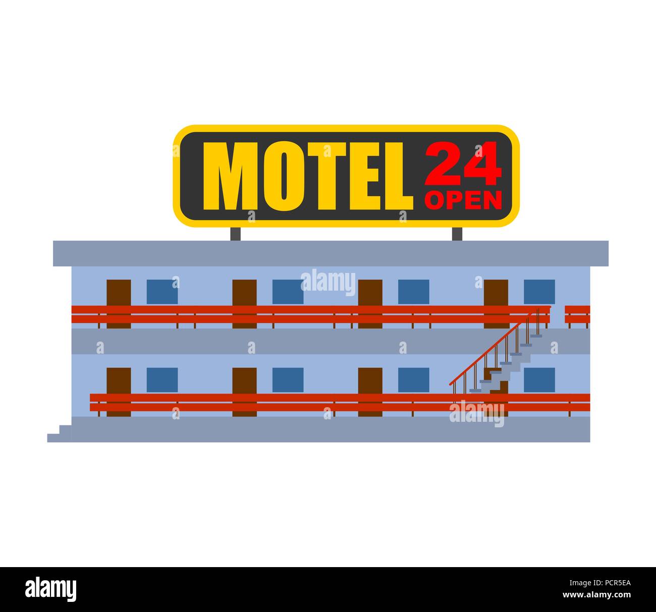 Motel isolated. Small Cheap hotel Vector illustration Stock Vector ...
