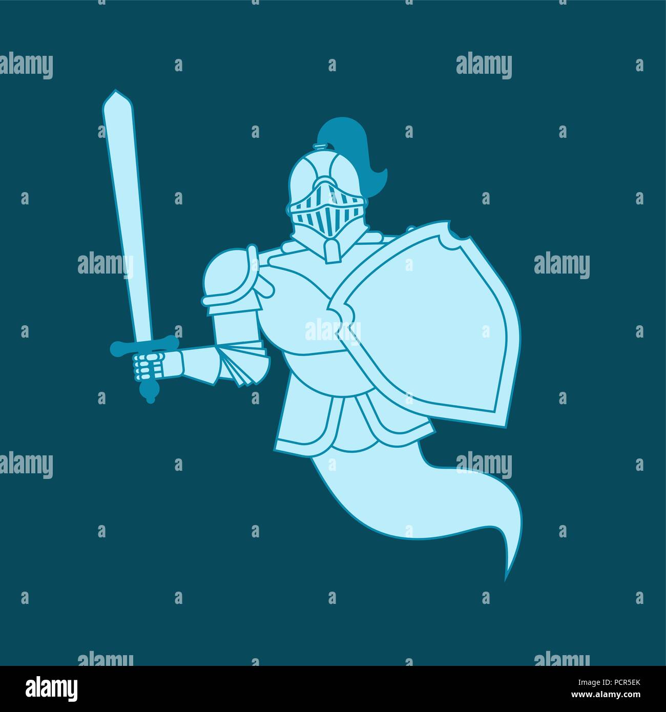 Knight Ghost isolated. Metal armor warrior. Iron armor. Vector ...