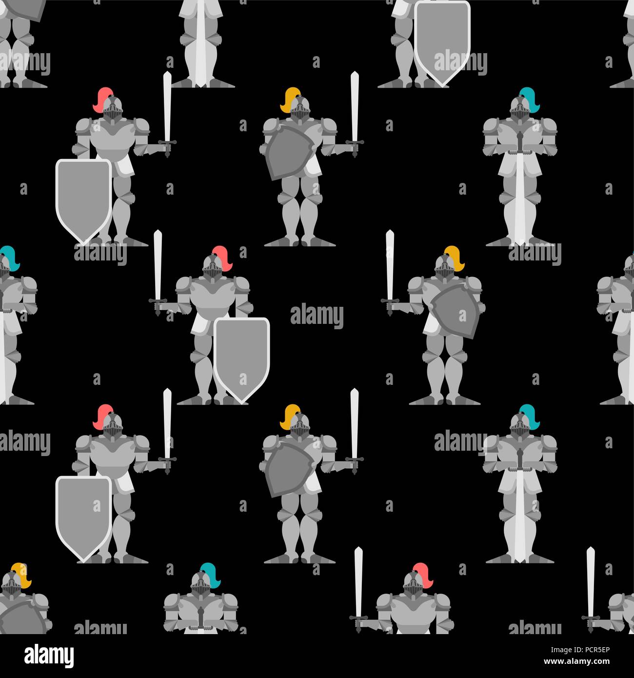 Knight pattern seamless. Metal armor warrior ornament. Iron armor ...