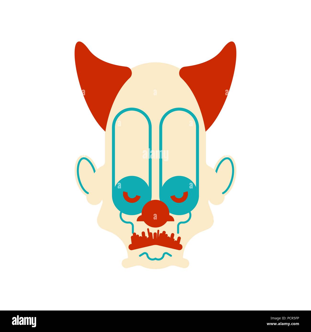 Scary clown evil head. Terrible eyes. Vector illustration Stock Vector ...