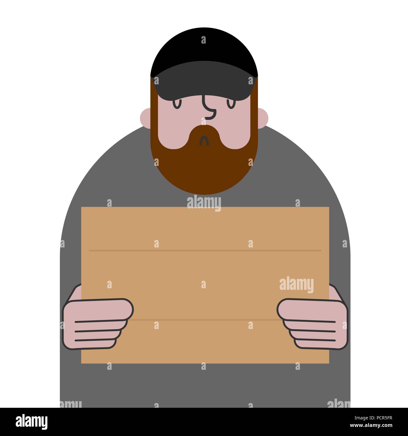 Homeless and cardboard. Beggars and blank plate, Poor. bum hobo Vector ...