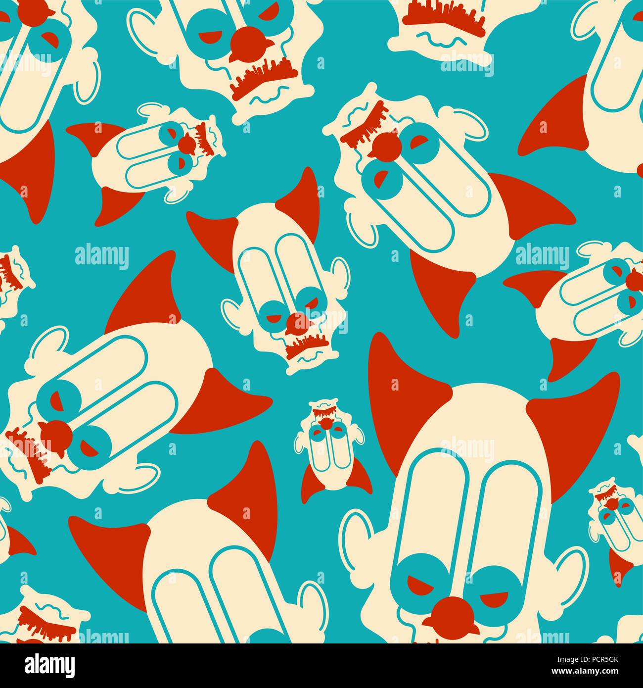 Scary clown pattern seamless. Terrible ornament. nightmare background ...