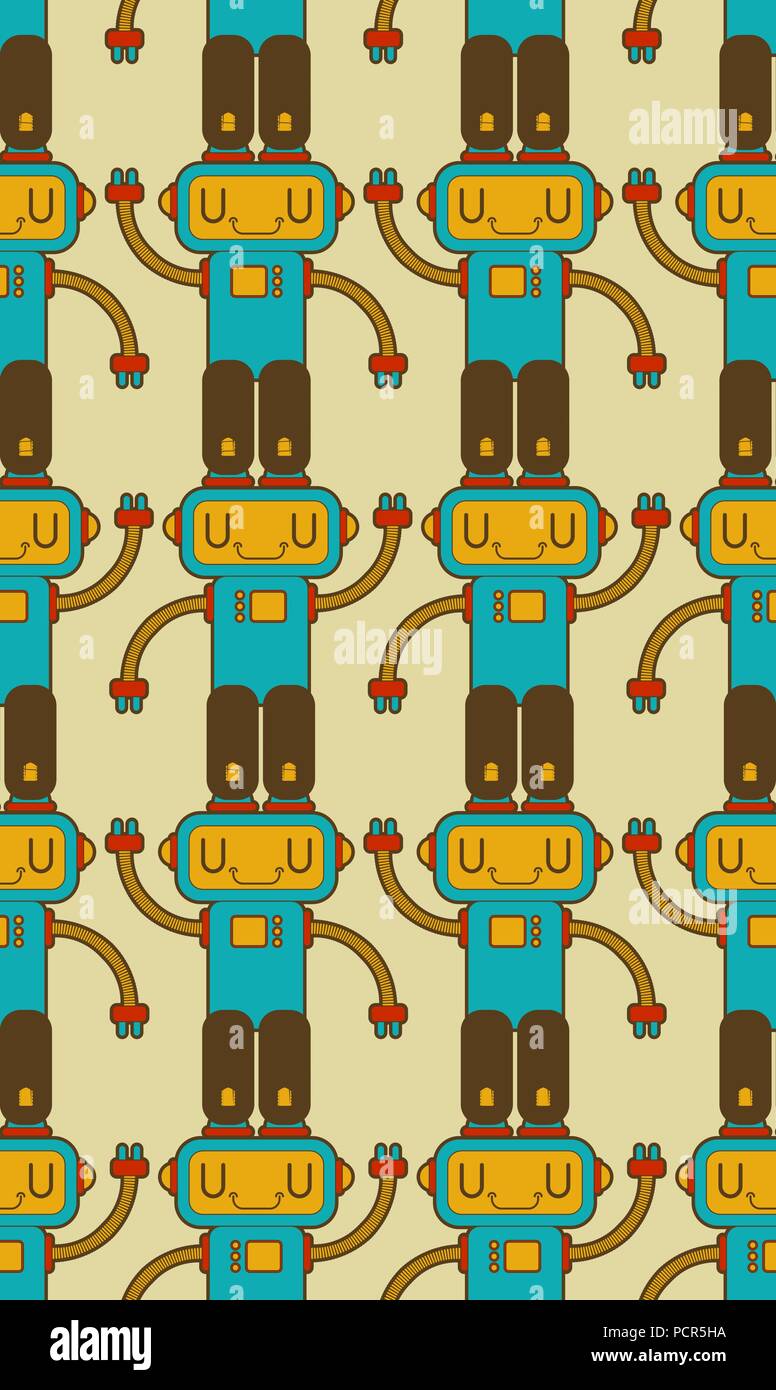 Robot pattern seamless. Cyborg background. Digital technology ornament ...