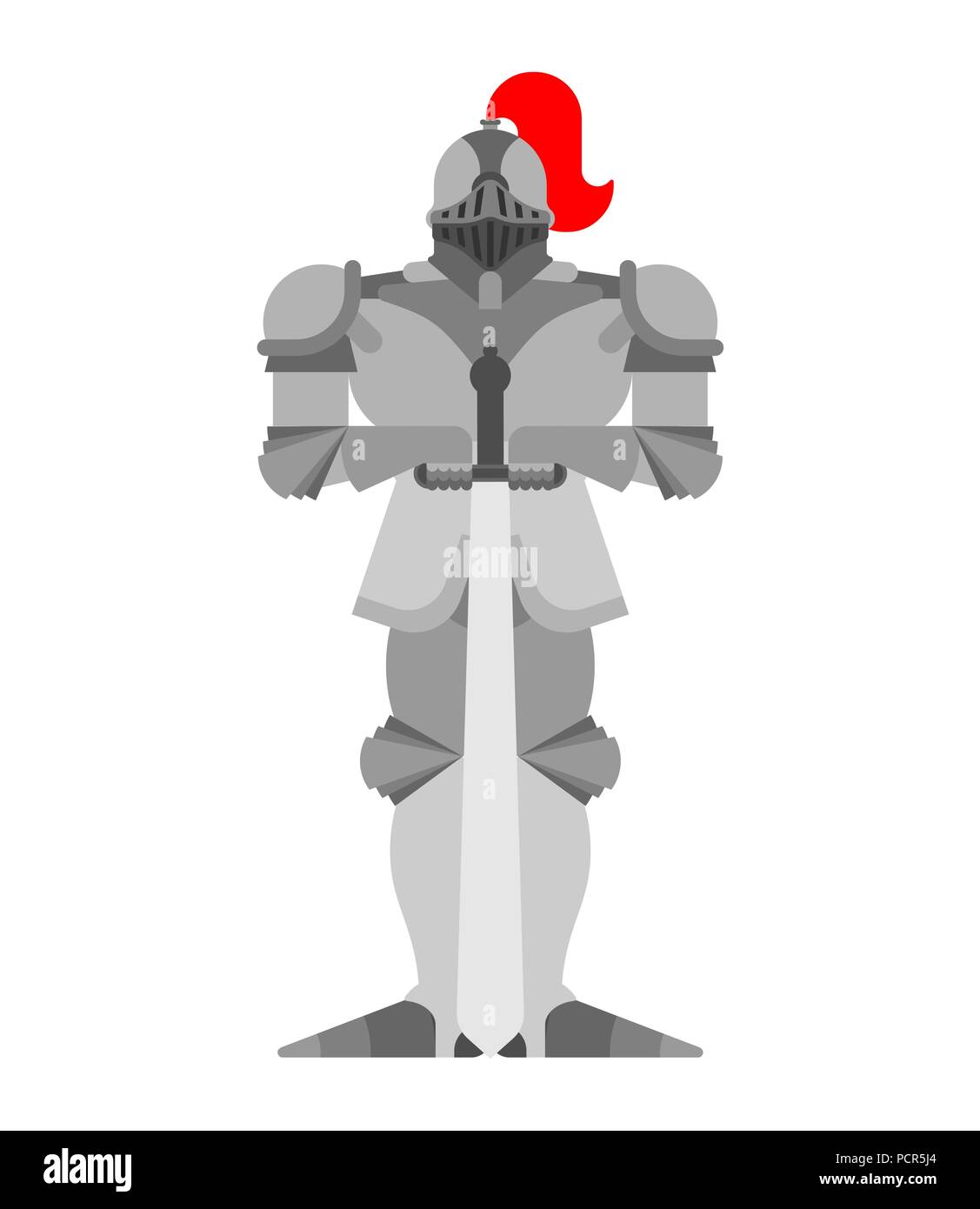 Knight isolated. Metal armor warrior. Iron armor. Plate and sword ...