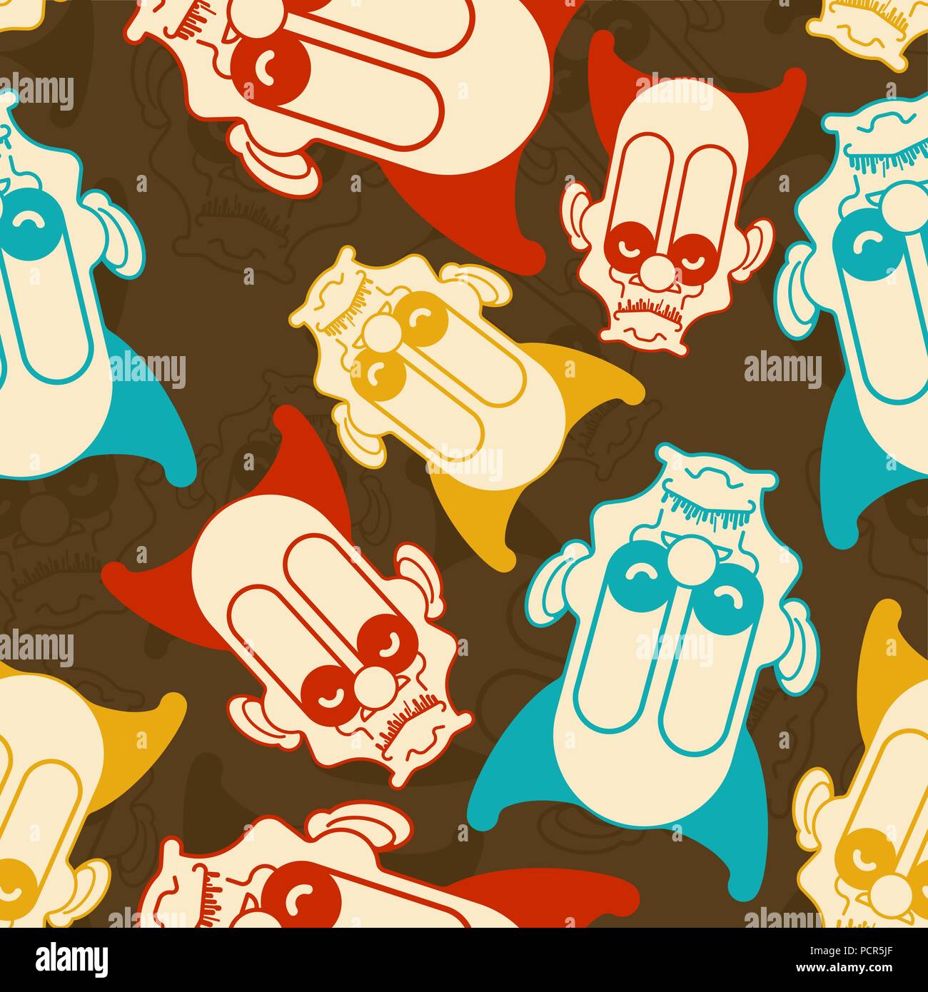 Scary clown pattern seamless. Terrible ornament. nightmare background ...