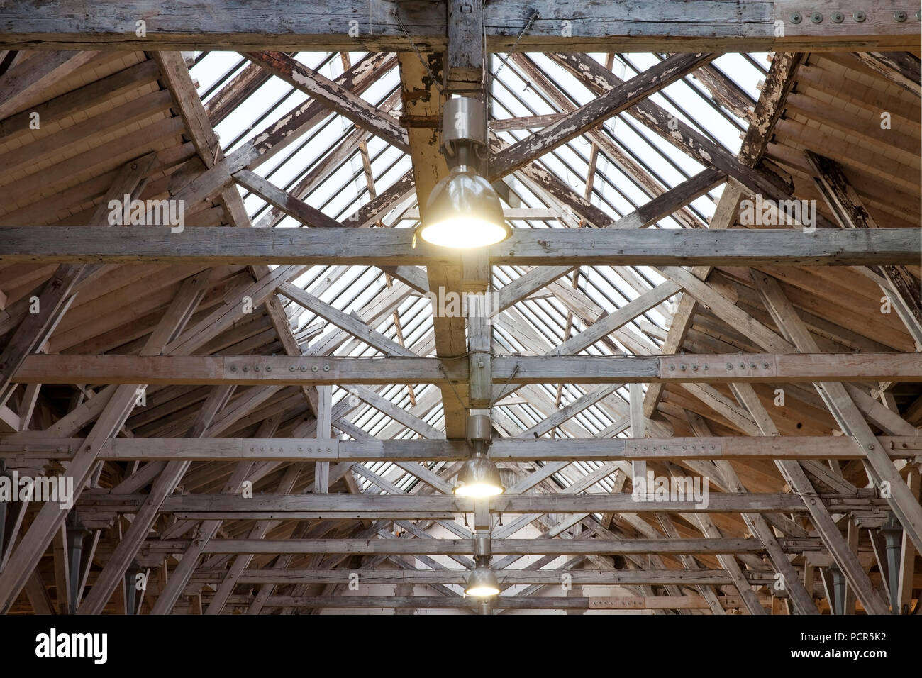 Old turning shop, interior view of the unique in Germany roof ...