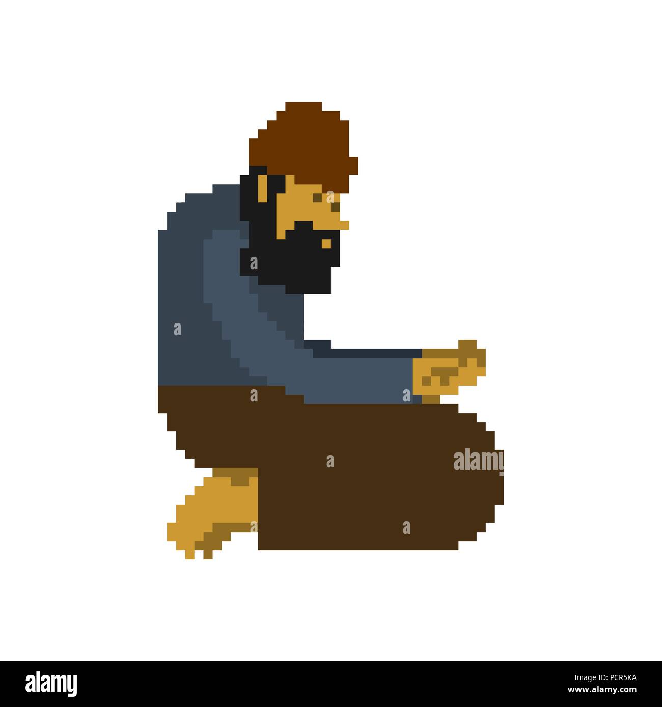 Homeless pixel art. Beggars 8 bit. digital Poor. bum hobo Vector ...