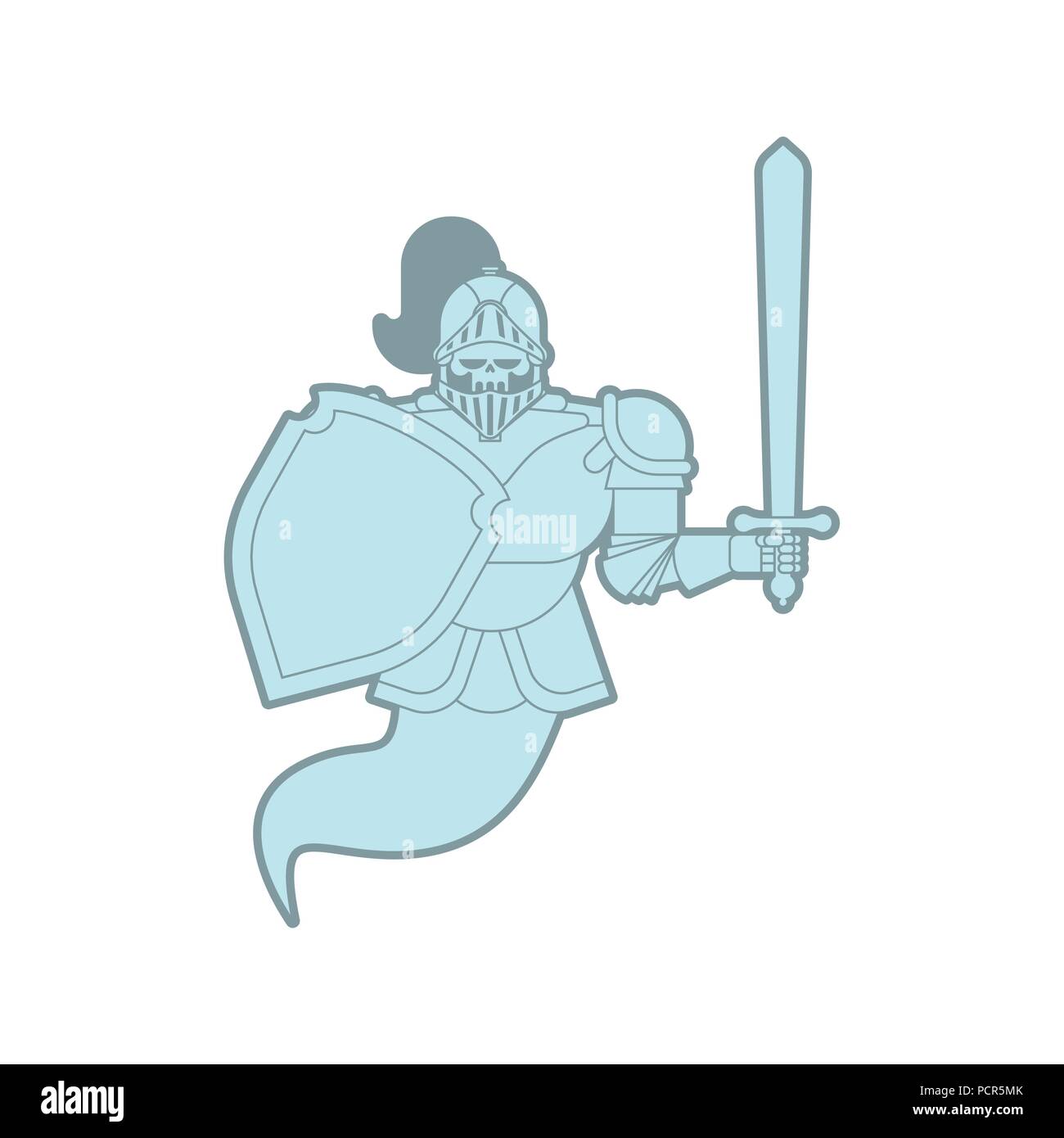 Knight Ghost isolated. Metal armor warrior. Iron armor. Vector ...