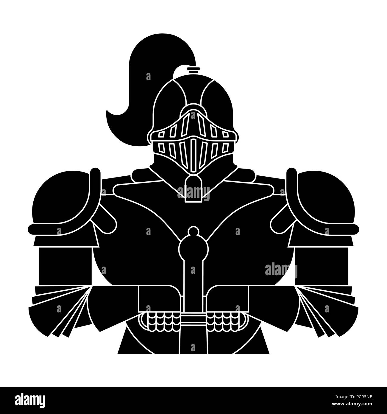 Black Knight isolated. Metal armor warrior. Iron armor. Plate and sword ...