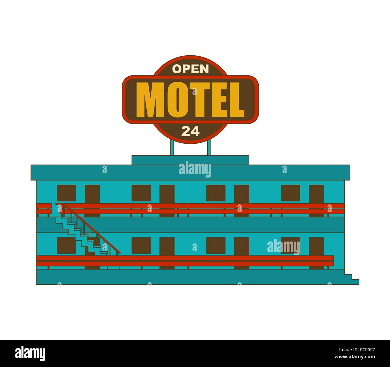 Motel isolated. Small Cheap hotel Vector illustration Stock Vector ...