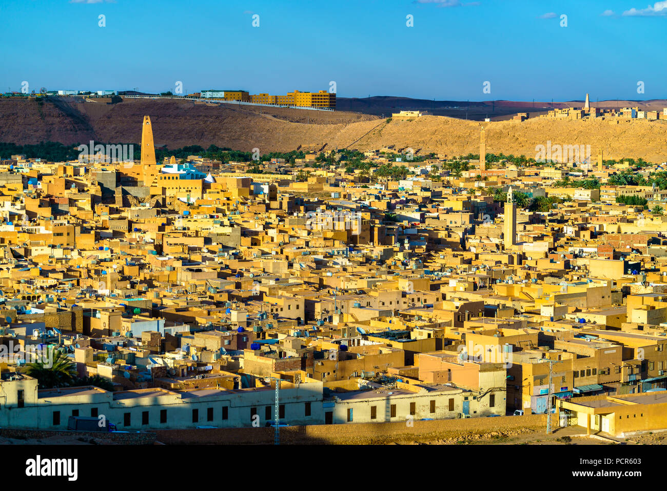 View of Ghardaia, a city in the Mzab Valley. UNESCO world heritage in ...