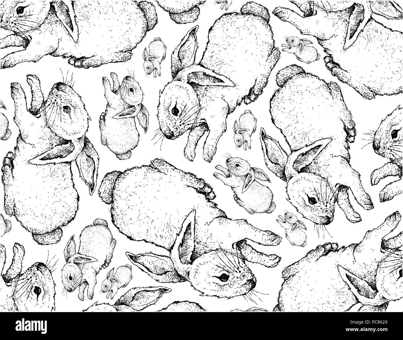 Autumn Animal, Illustration Wallpaper Background of Hand Drawn of Bunny ...