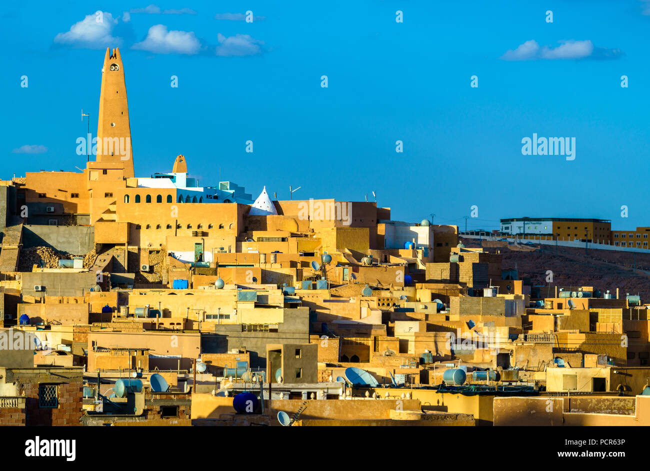 View of Ghardaia, a city in the Mzab Valley. UNESCO world heritage in ...