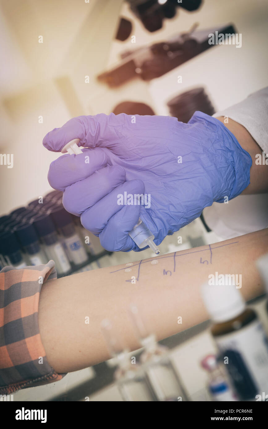 Medical doctor doing allergy tests in laboratory Stock Photo - Alamy