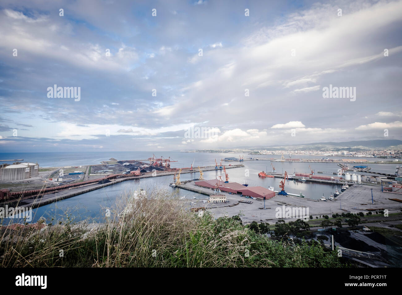 Butane gas spherical tanks at Cima Torres, Gijon Spain Stock Photo - Alamy
