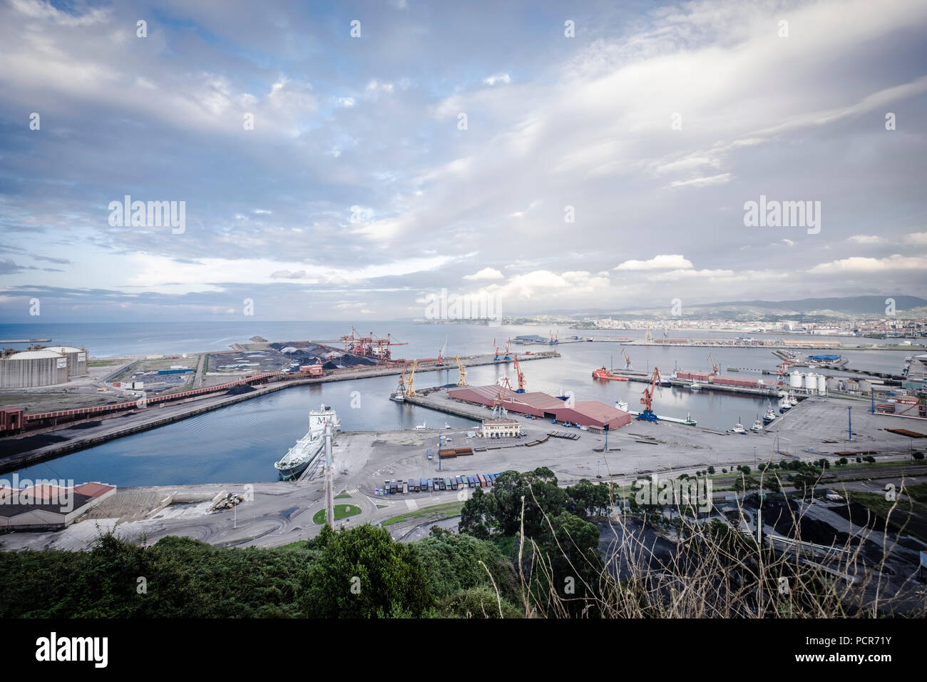 Butane gas spherical tanks at Cima Torres, Gijon Spain Stock Photo - Alamy