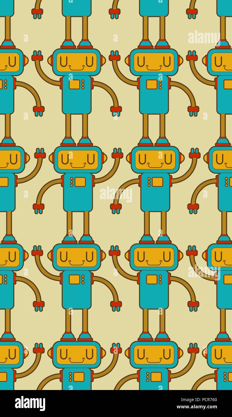 Robot pattern seamless. Cyborg background. Digital technology ornament ...