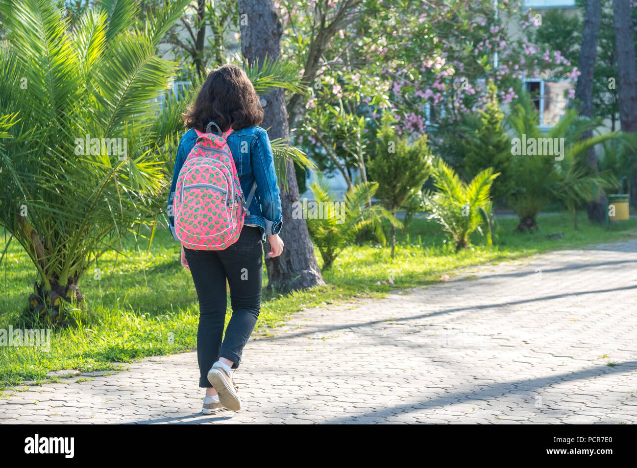 Group of kids going to school, education Stock Photo - Alamy