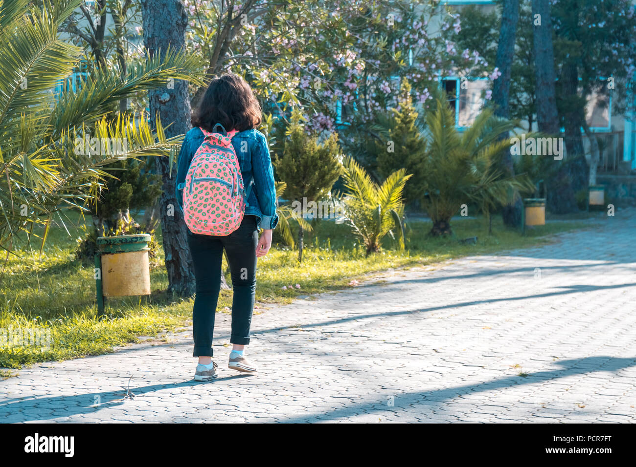 Group of kids going to school, education Stock Photo - Alamy