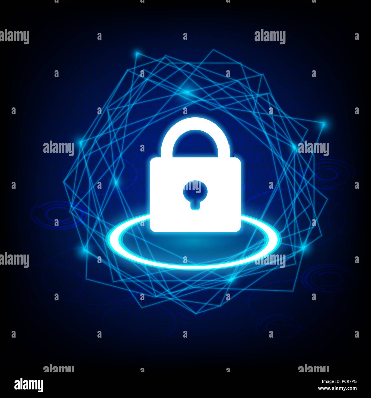 concept of cyber security with key icon vector on dark background Stock ...
