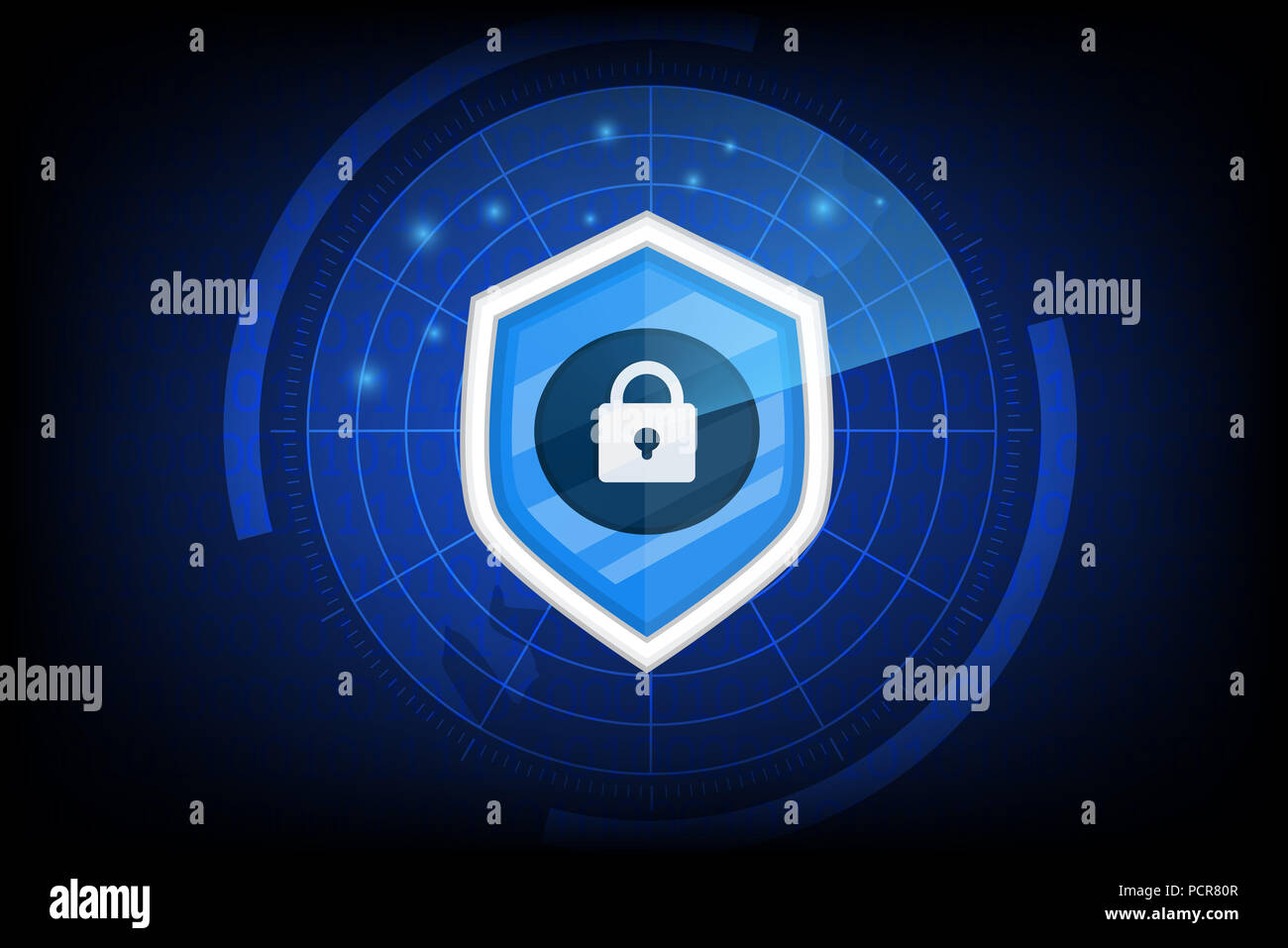 concept of cyber security with key icon vector on dark background Stock ...