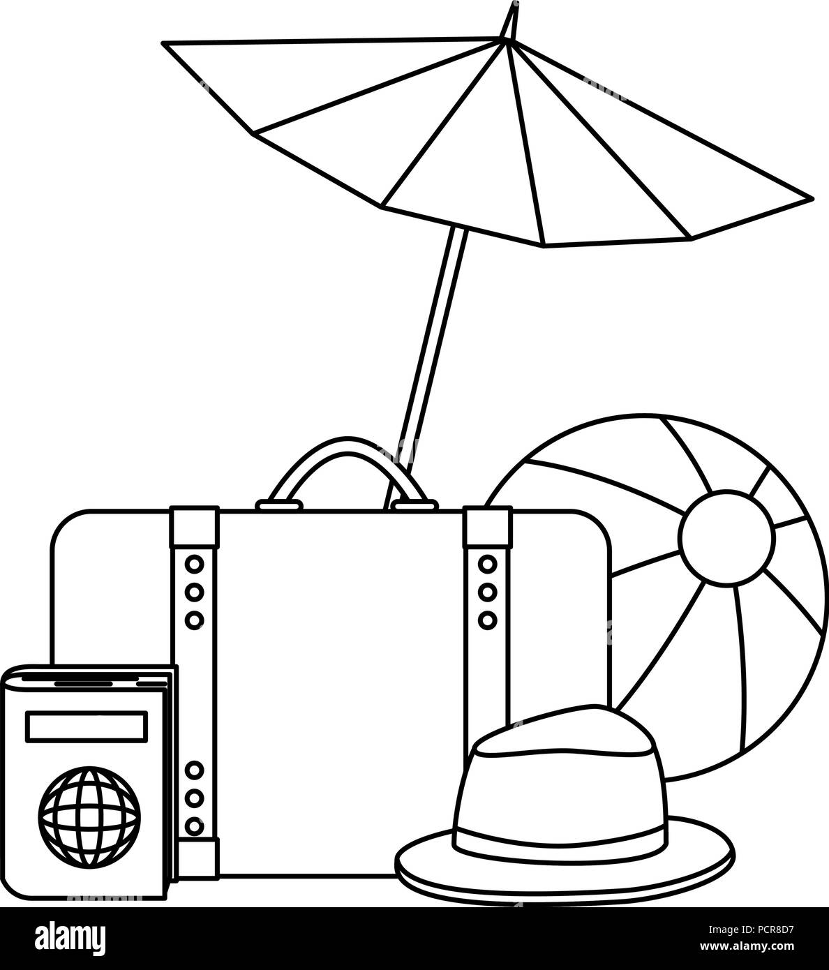 Summer beach accessories sea Black and White Stock Photos & Images - Alamy