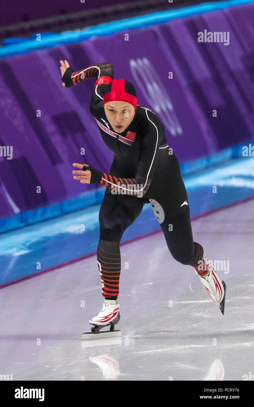 Zhang Hong (CHN) competiting in the Speed Skating - Womens' 1000m at ...