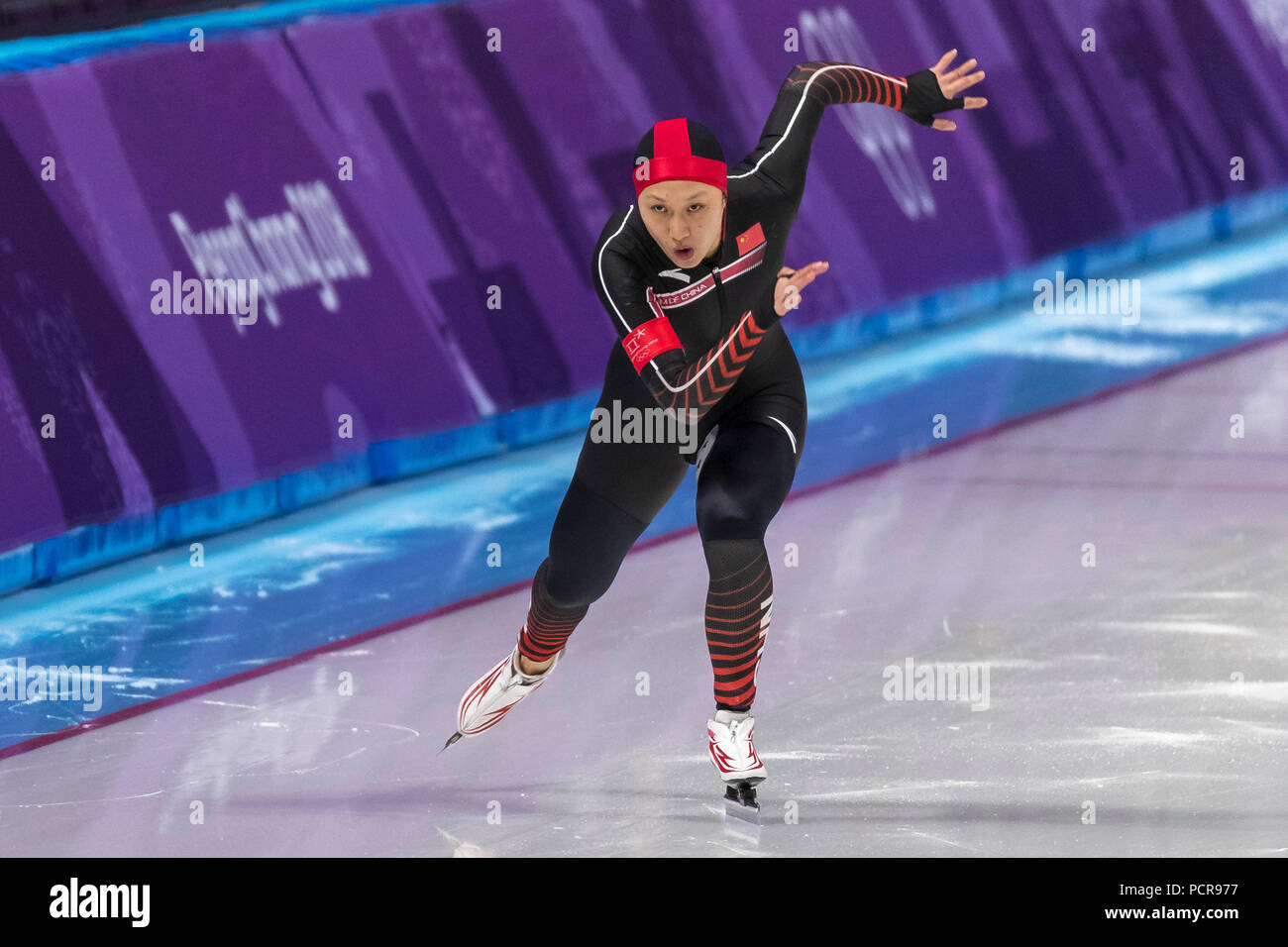 Zhang Hong (CHN) competiting in the Speed Skating - Womens' 1000m at ...