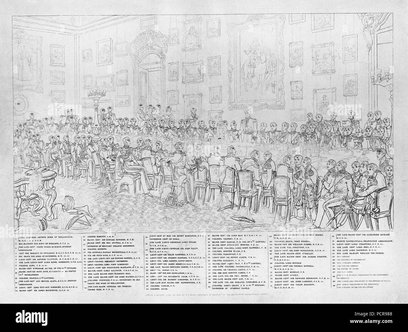 Key to an engraving of 'The Banquet after the Battle of Waterloo ...