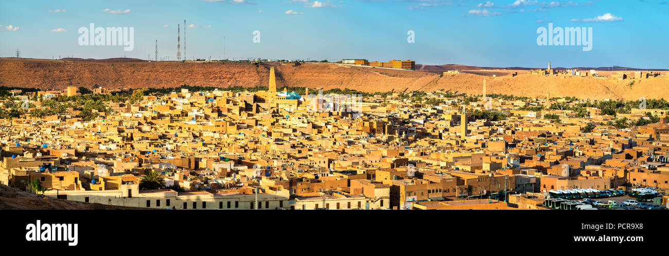 View of Ghardaia, a city in the Mzab Valley. UNESCO world heritage in ...