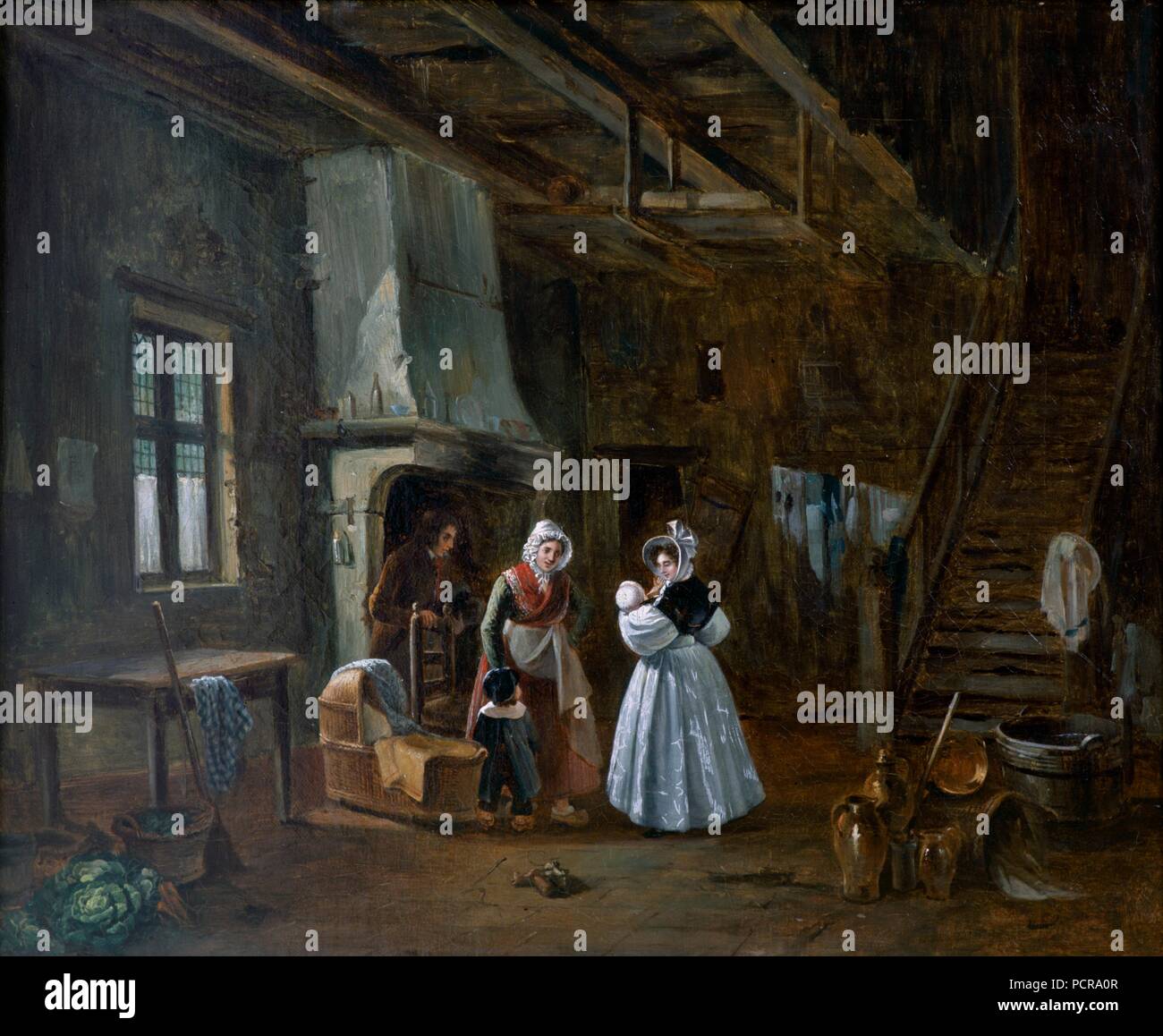 'Interior with Figures', 19th century. Artist: Desire Donny Stock Photo ...
